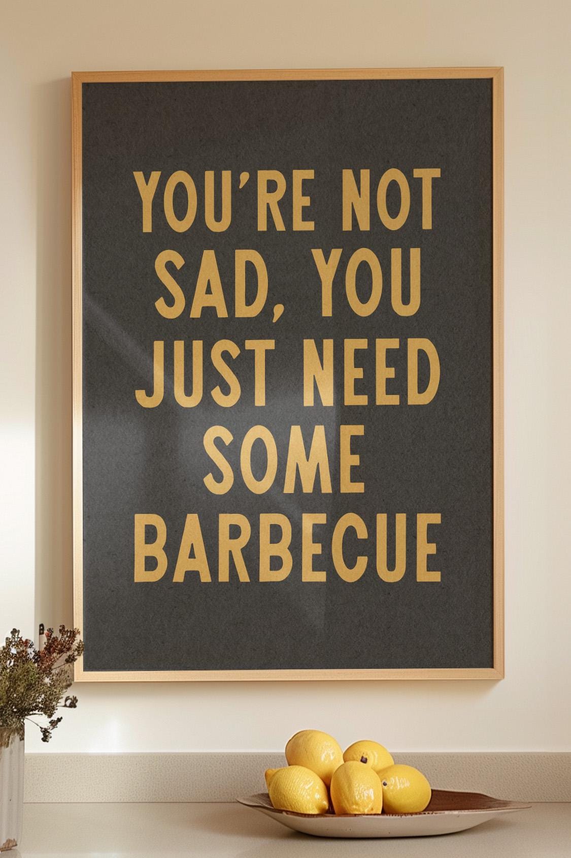 BBQ Wall Decor Funny Kitchen Sign Barbecue Quote Gold Letter Print ...