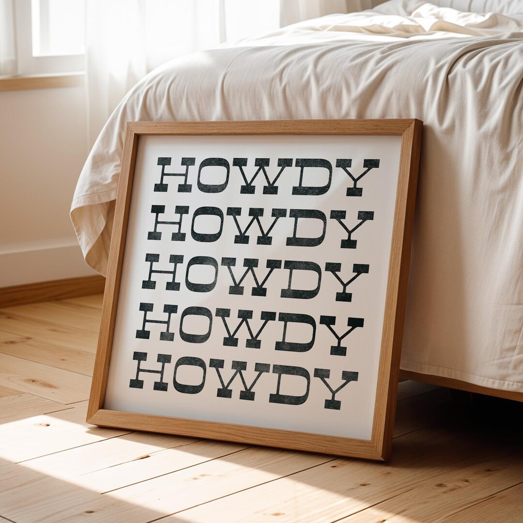 Howdy Poster Wall Decor Art Print Square Typography Art Poster for Dorm ...