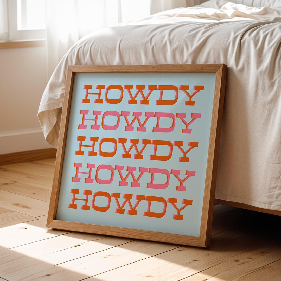 Howdy Poster Wall Decor Art Print Square Typography Art Poster for Dorm ...