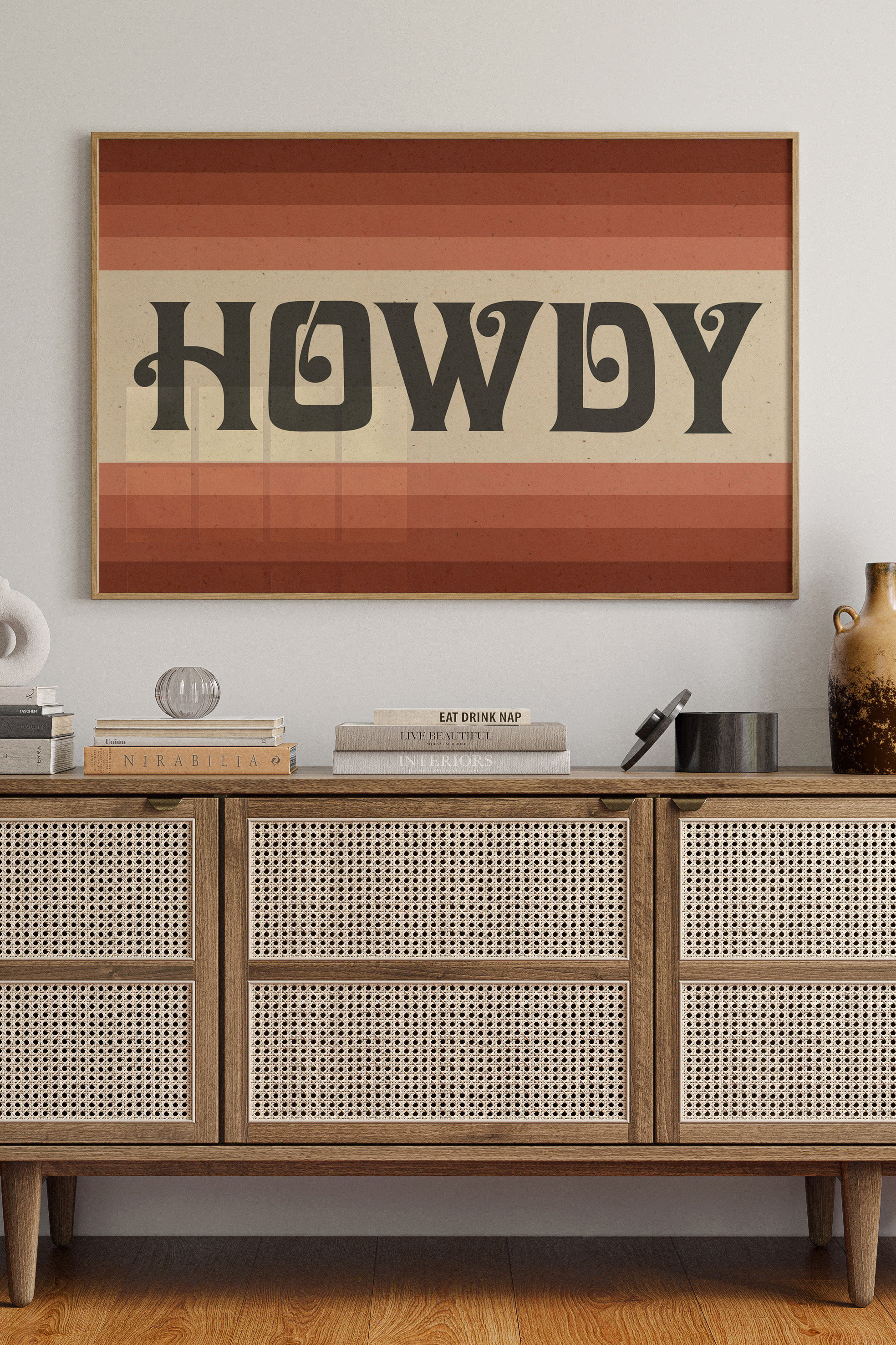 Howdy Art Print Poster Monochromatic Ombre Rust Wall Decor Typography ...