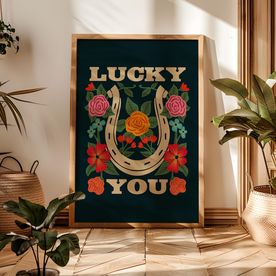 Farmhouse Lucky Decor Wall Accent Room Art Horse Print Boho Style Home ...