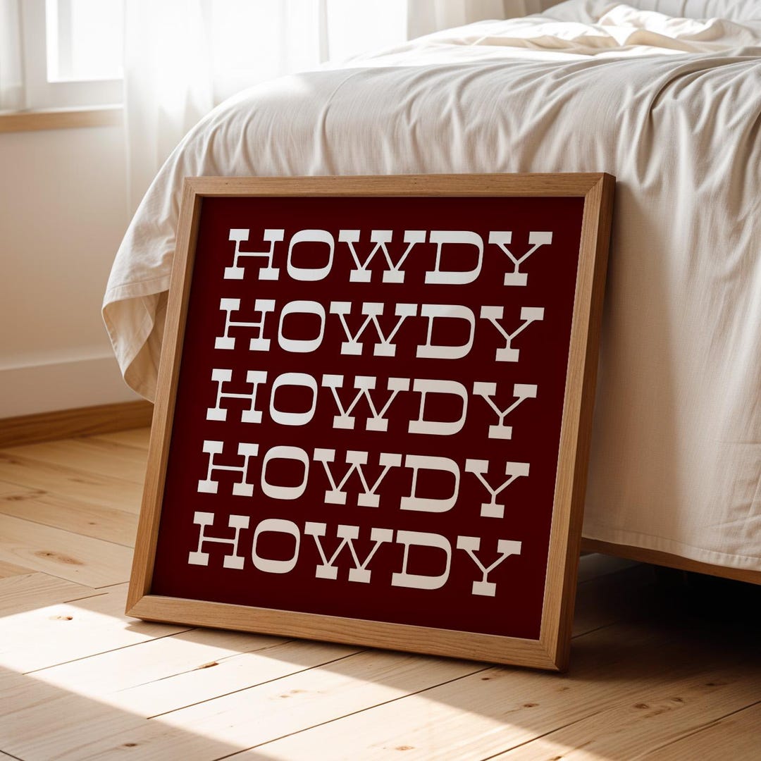Howdy Poster Wall Decor Art Print Square Typography Art Poster for Dorm ...