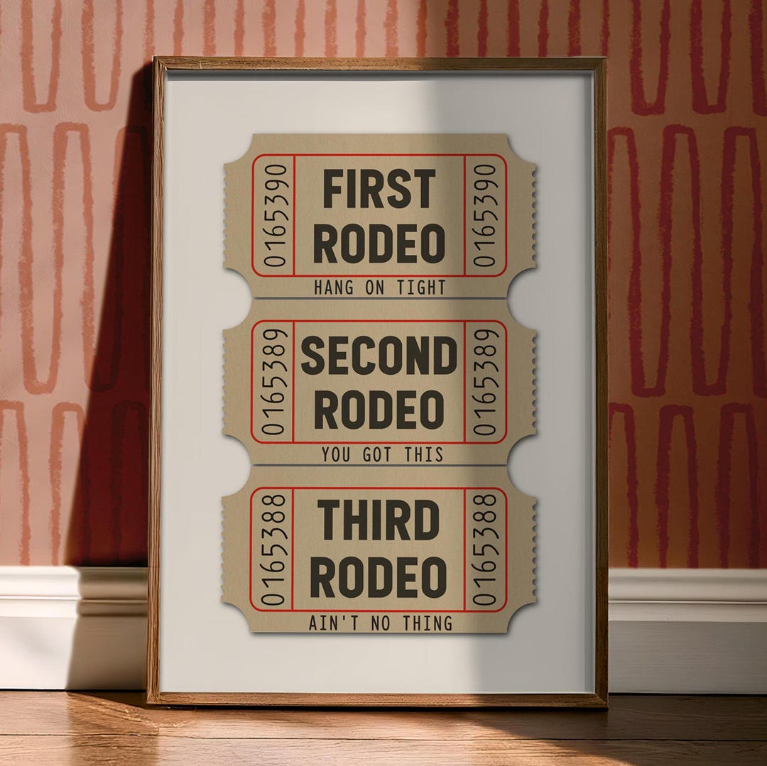First Rodeo Ticket Stub Wall Art Print Trendy Dorm Fun Decor Western ...