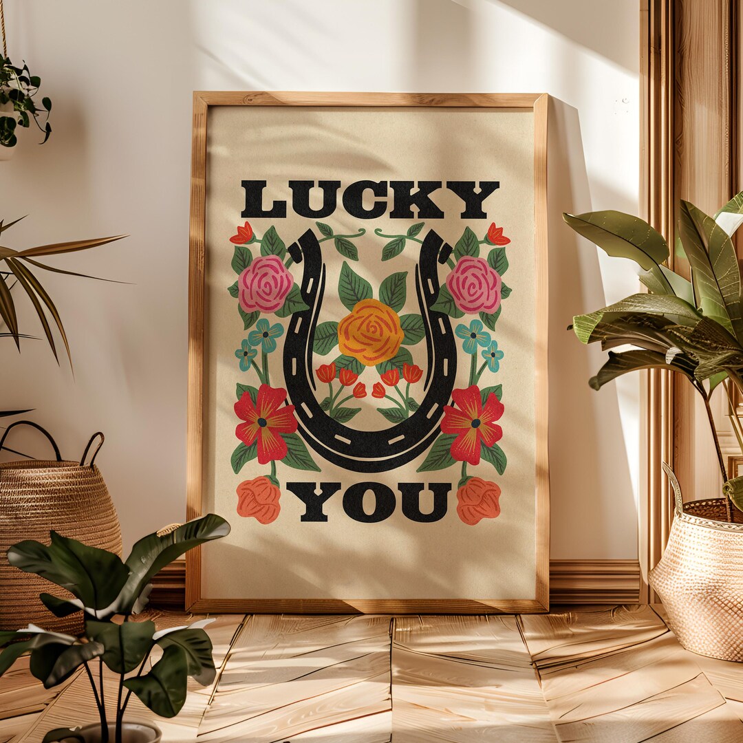 Farmhouse Lucky Decor Wall Accent Room Art Horse Print Boho Style Home ...
