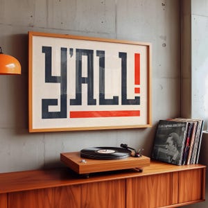 Y'all Typography Wall Art Poster Letterpress Style Art Print for Living ...