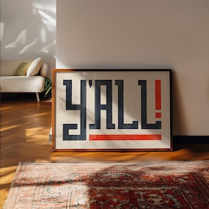 Y'all Typography Wall Art Poster Letterpress Style Art Print for Living ...