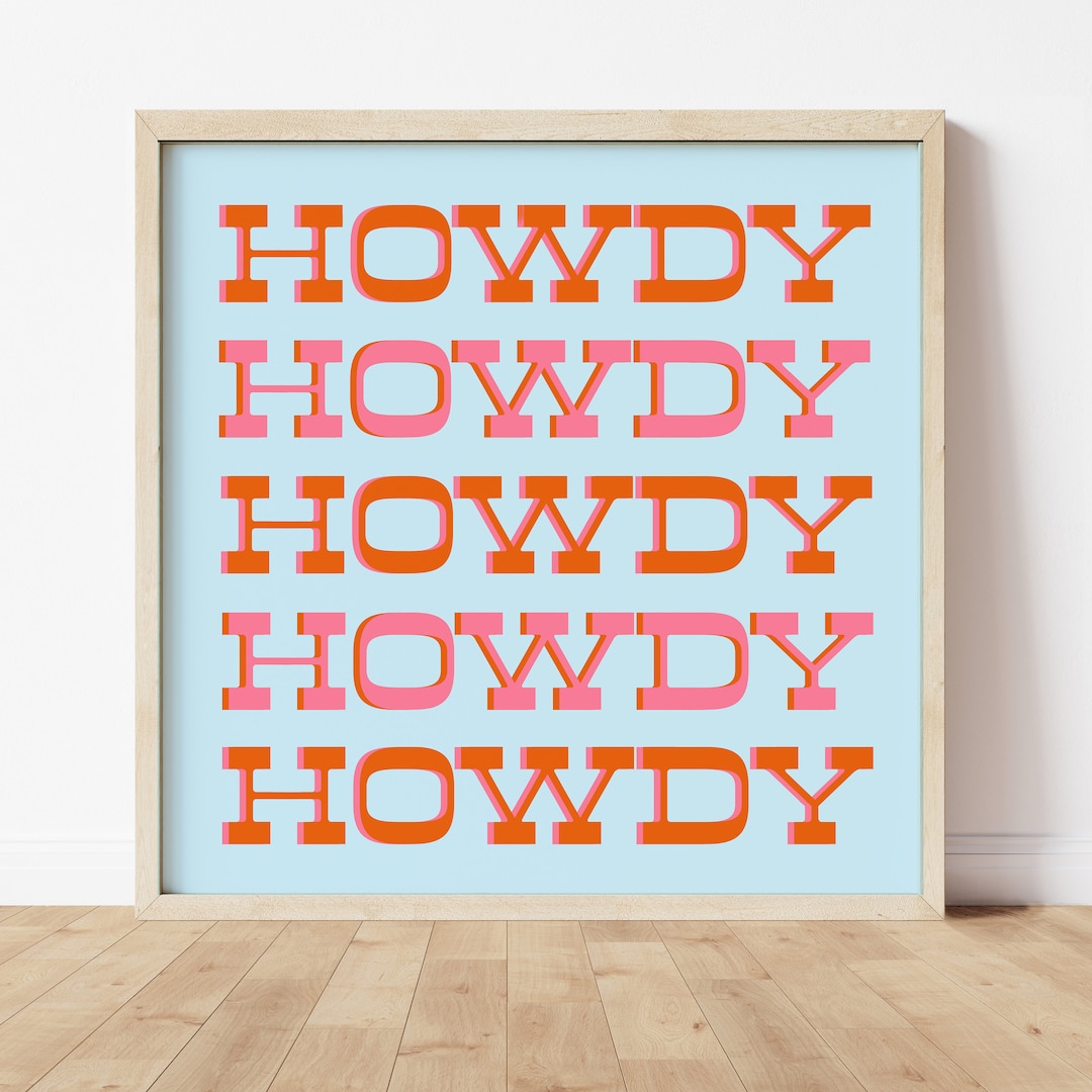 Howdy Poster Wall Decor Art Print Square Typography Art Poster for Dorm ...