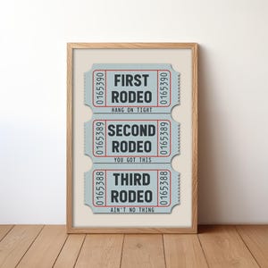 First Rodeo Ticket Stub Wall Art Print Trendy Dorm Fun Decor Western ...