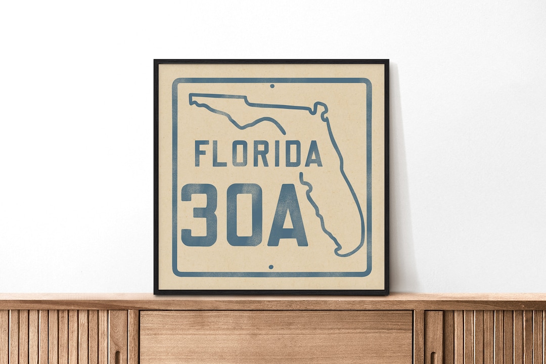 Florida Beach Road Sign Art Print for Beach House Decor Wall Poster for ...