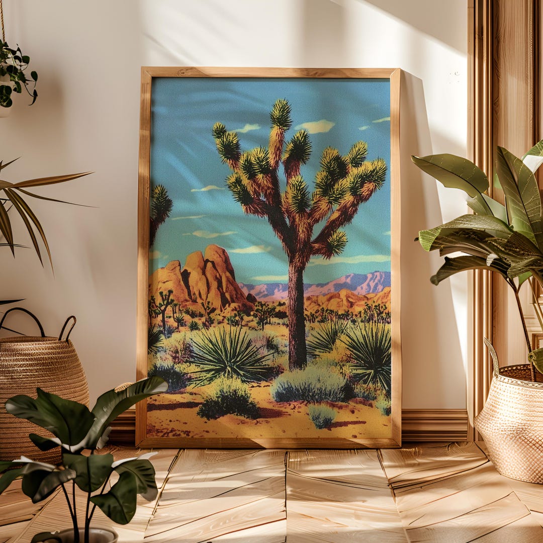 Joshua Tree Desert Landscape Print Vintage Postcard Style California ...