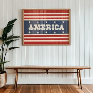 American Flag Artwork Wall Display Home Accent Vintage Design Room ...
