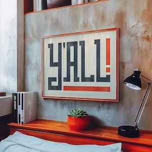 Y'all Typography Wall Art Poster Letterpress Style Art Print for Living ...