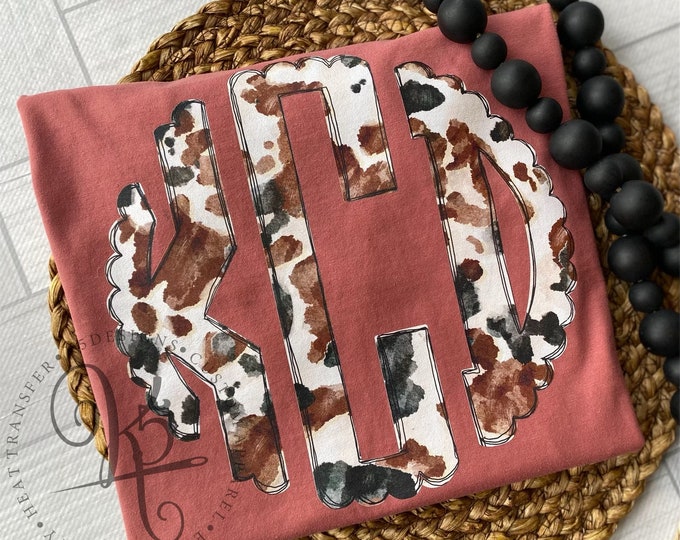 Cow Print Monogram Shirt / Monogram Tee / Monogram / Comfort Colors ...