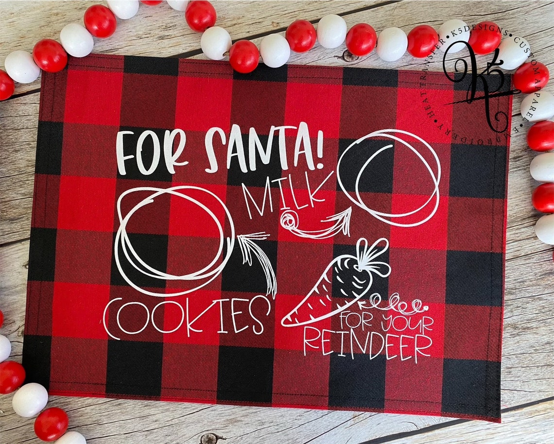 Milk & Cookies for Santa Placemat / for Santa / for Reindeer / - Etsy