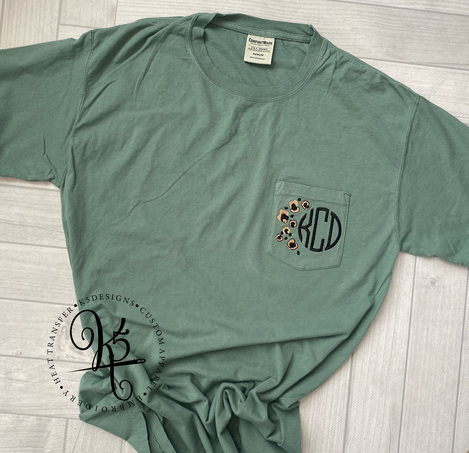 Leopard Monogram Shirt / Monogram Pocket Tee / Monogram / | Etsy