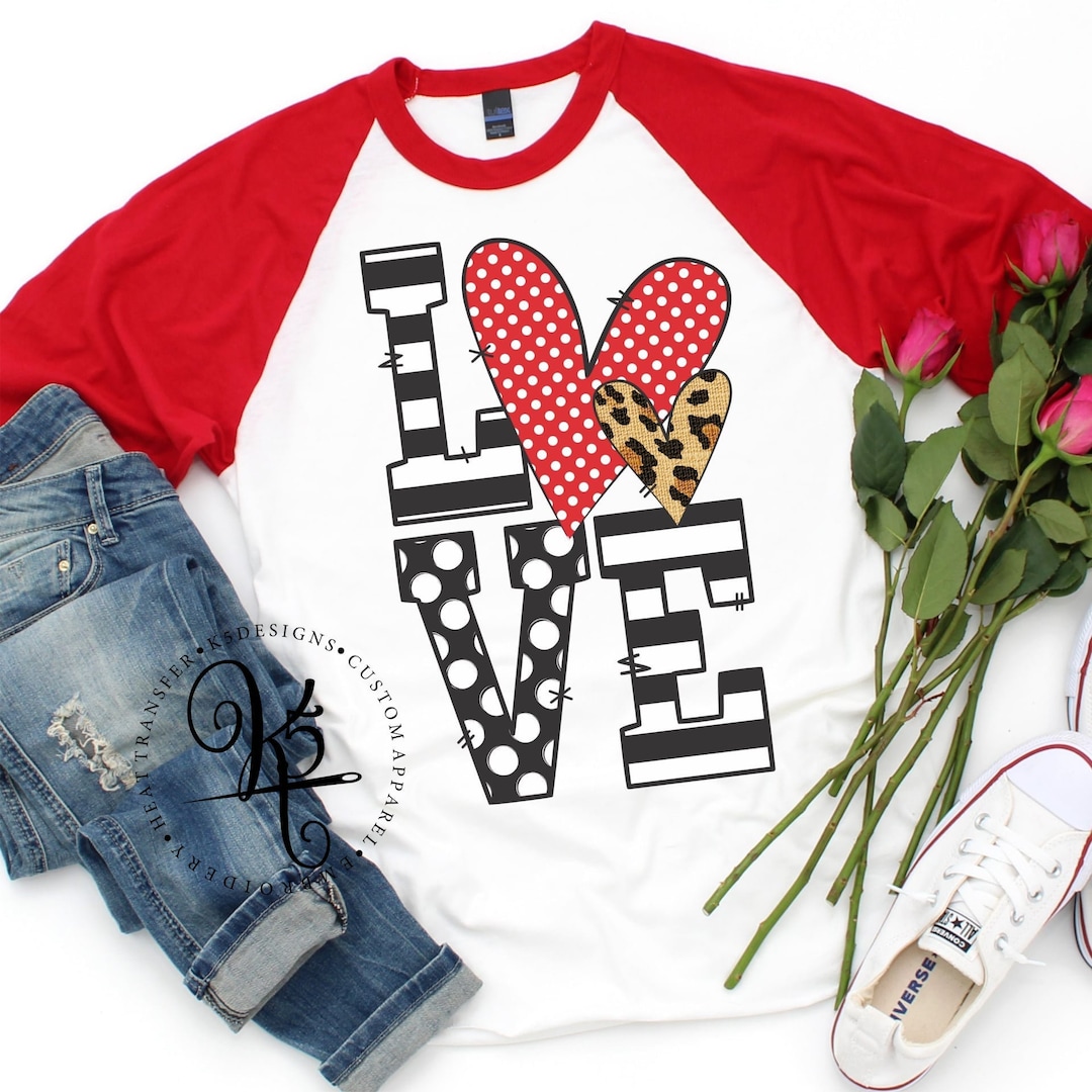 Love Shirt / Leopard / Polka Dot / Stacked Heart / Valentines Day Shirt ...