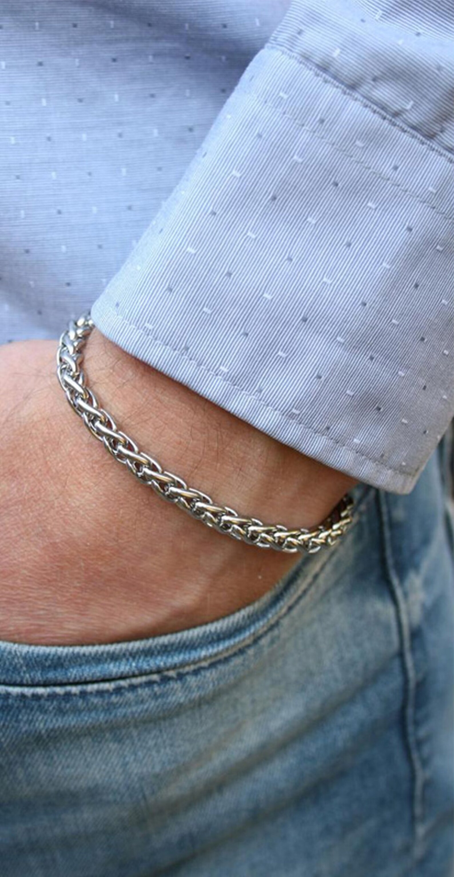 Bracelet Anklet Stainless Steel Wheat Link Chain. 3mm 4.5 - Etsy