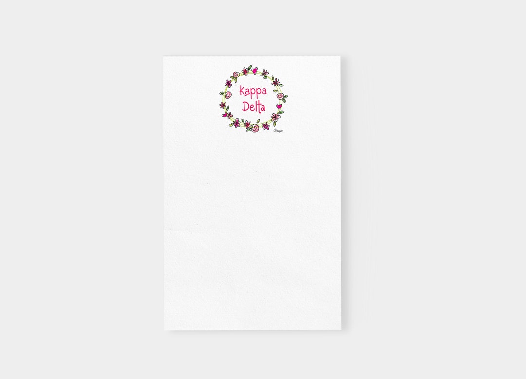 Kappa Delta Flower and Heart Wreath Officially Licensed Notepad - Etsy