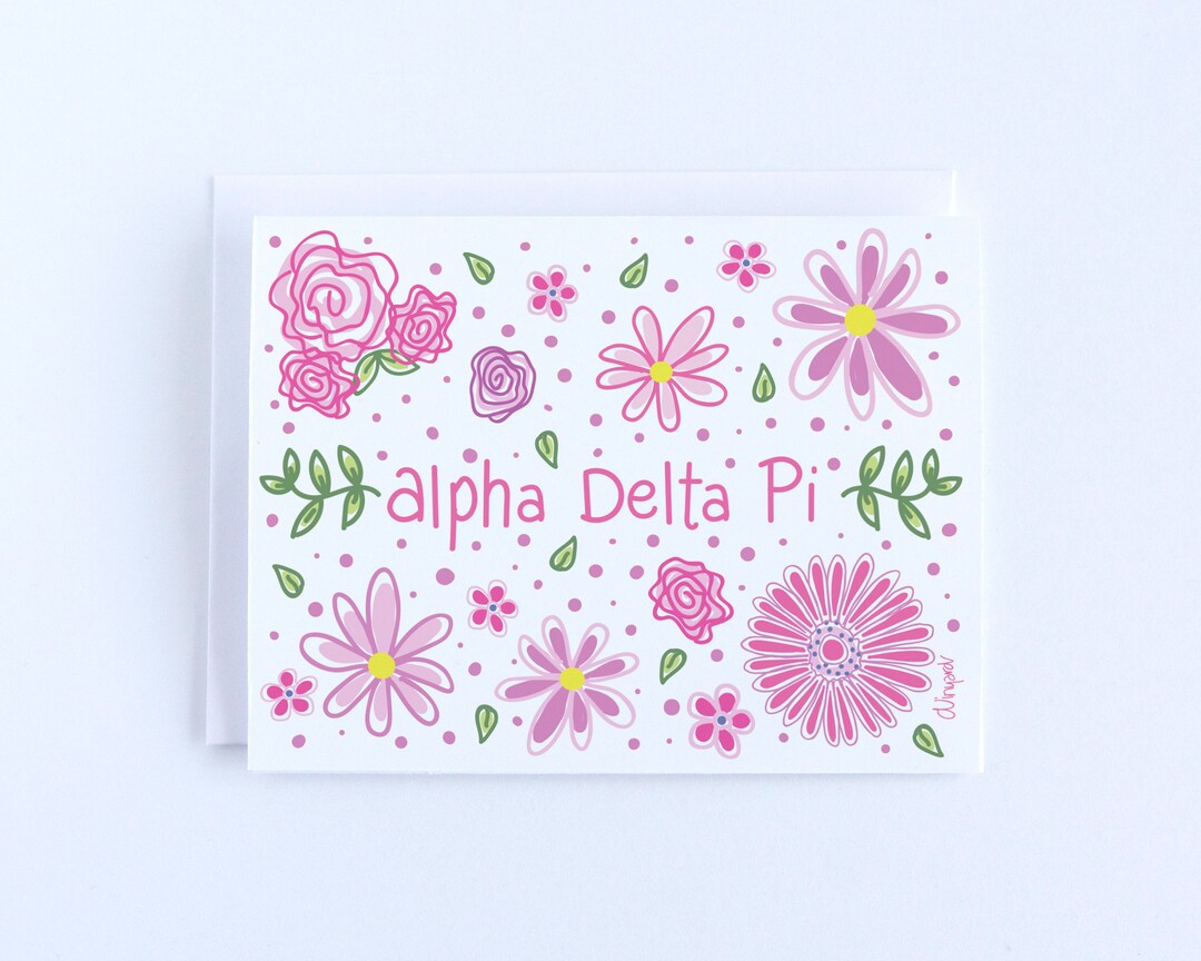 Alpha Delta Pi Pink Flowers Sorority Notecard Set Officially Licensed ...