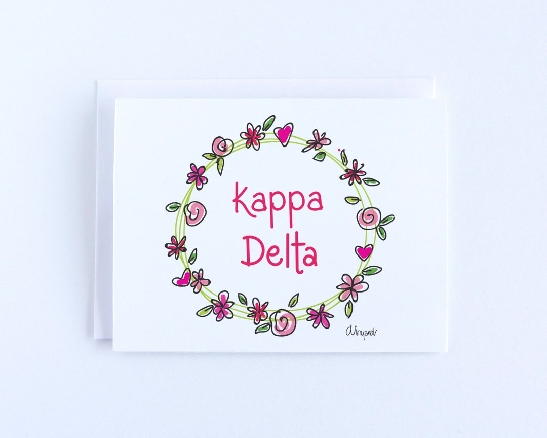 Kappa Delta Flower and Heart Wreath Notecard Set Officially Licensed - Etsy