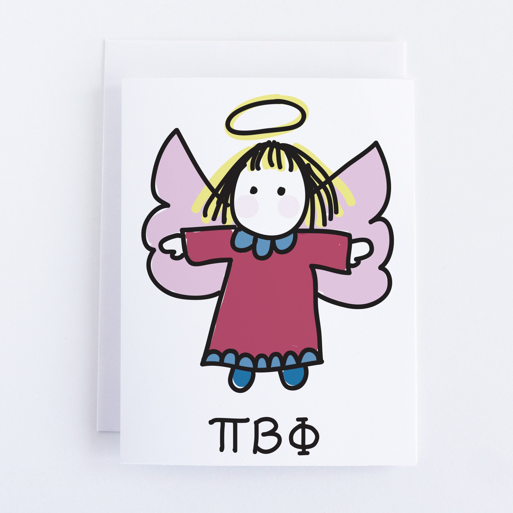 Pi Beta Phi Angel With Greek Letters Sorority Notecard Sets Officially ...