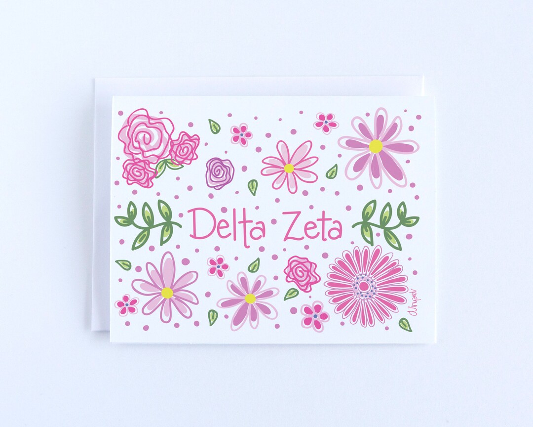 Delta Zeta Flowers Sorority Notecard Set Officially Licensed - Etsy