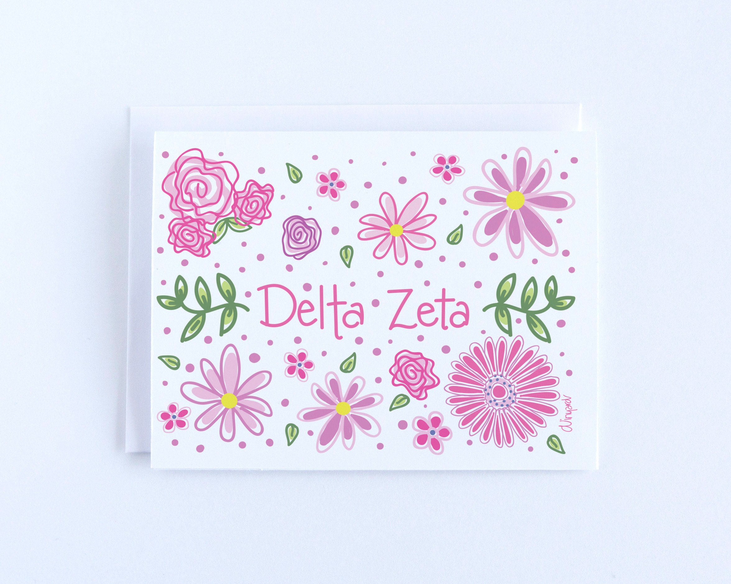 Delta Zeta Flowers Sorority Notecard Set Officially Licensed - Etsy