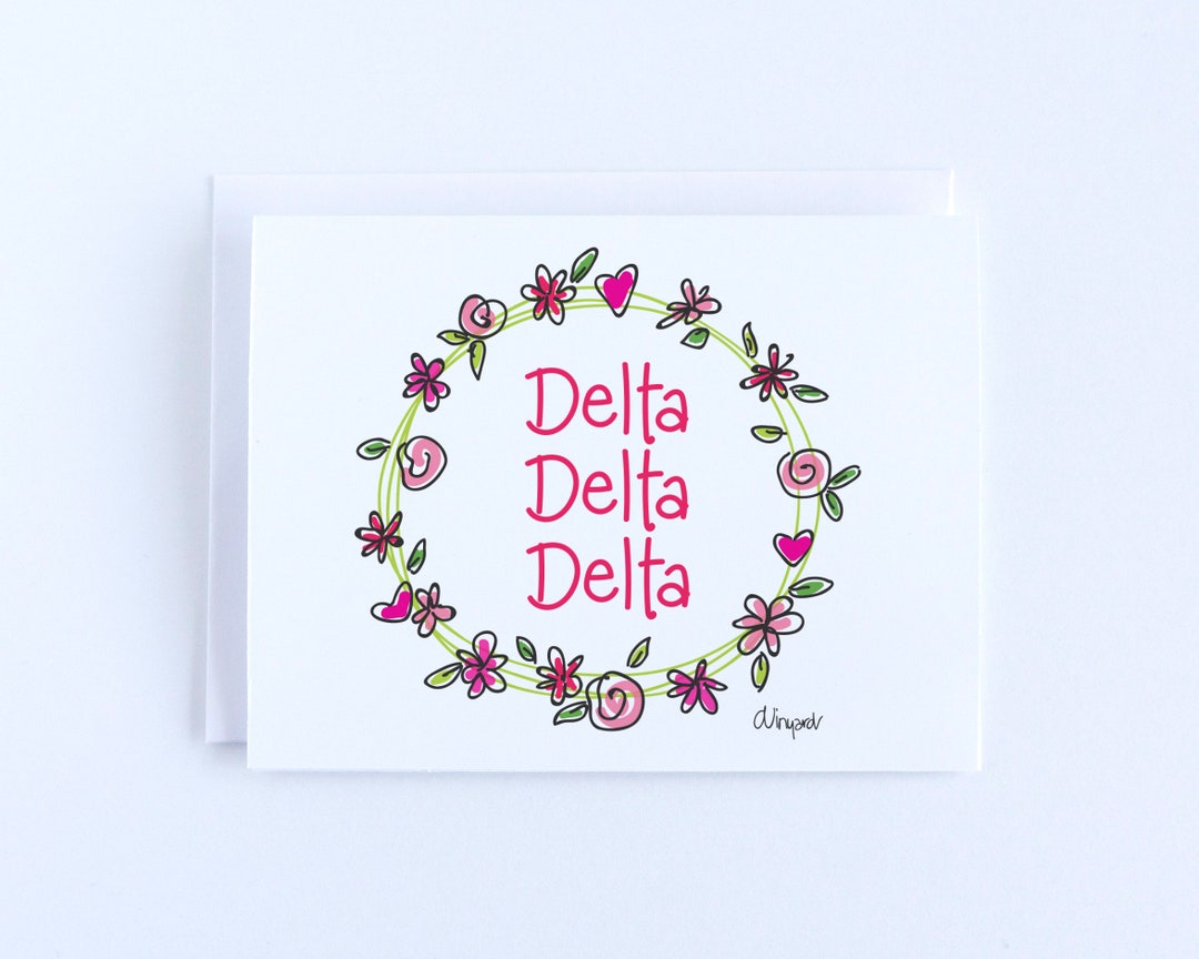 Delta Delta Delta Flower and Heart Wreath Notecard Set Officially ...