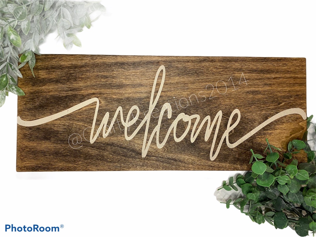 Wood Stained Welcome Sign - Etsy