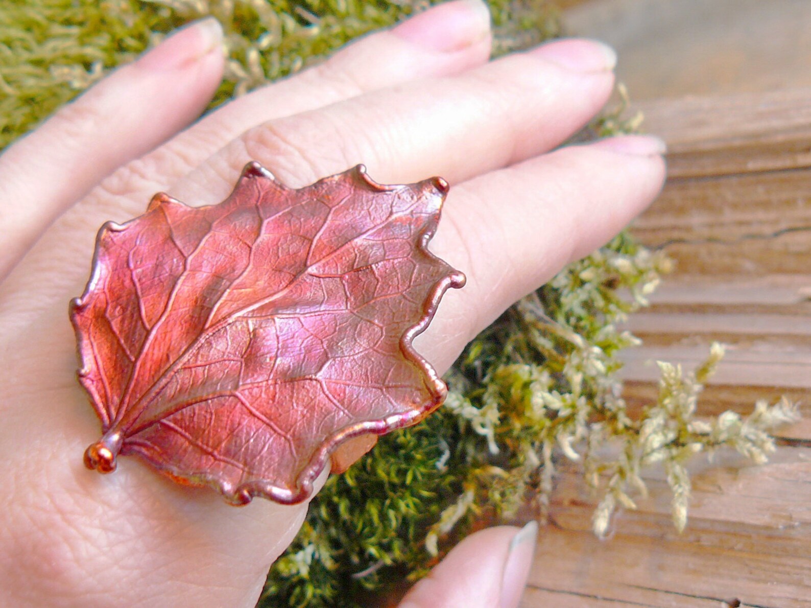 Statement Leaf Ring_real Poplar Leaf_natural Leaf Copper - Etsy