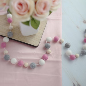 Spring Garland Mother's Day Decor Easter Garland Pink Garland Felt Ball ...