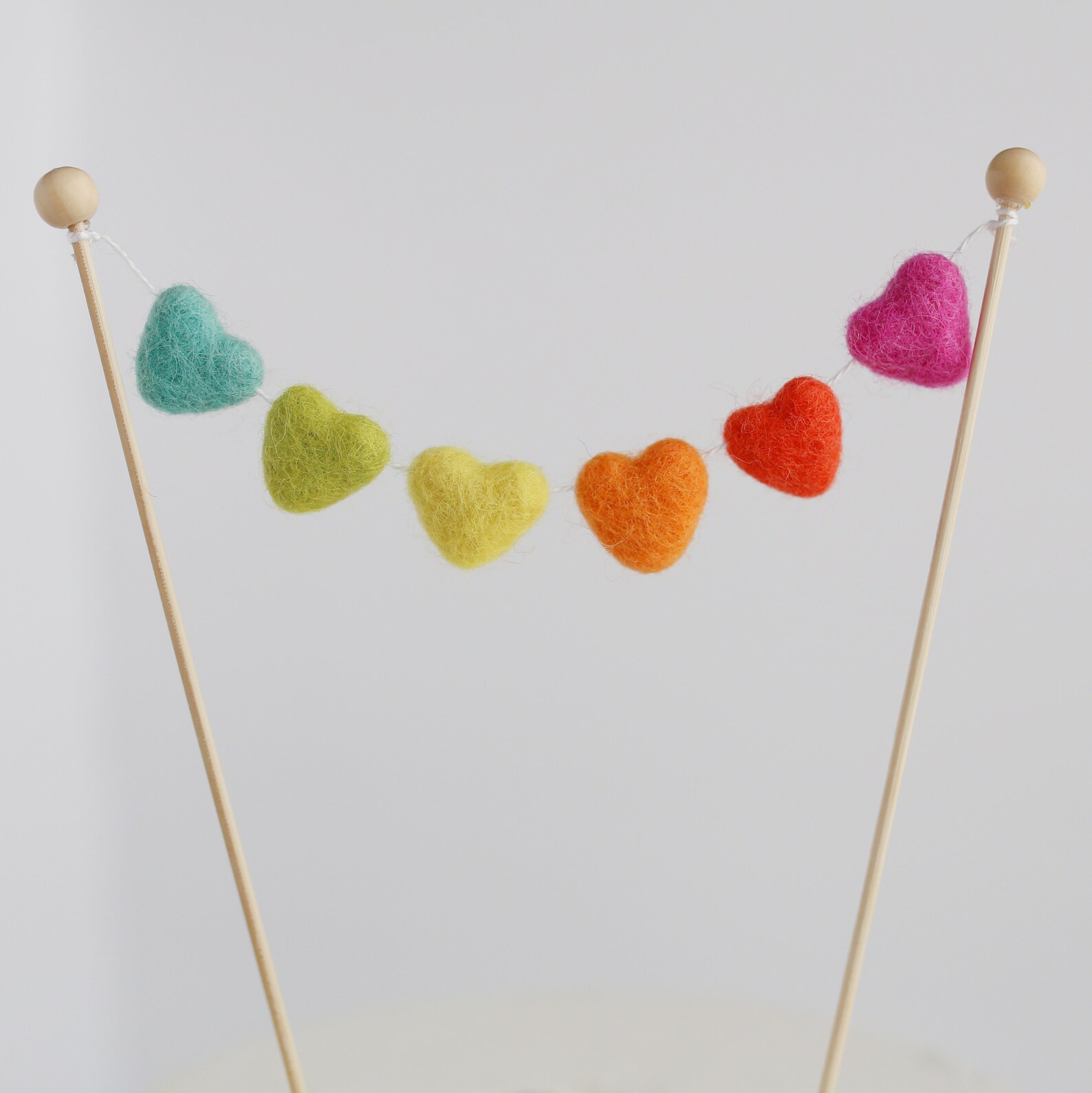 Valentine Cake Topper Felt Heart Decor Heart Cake Topper | Etsy