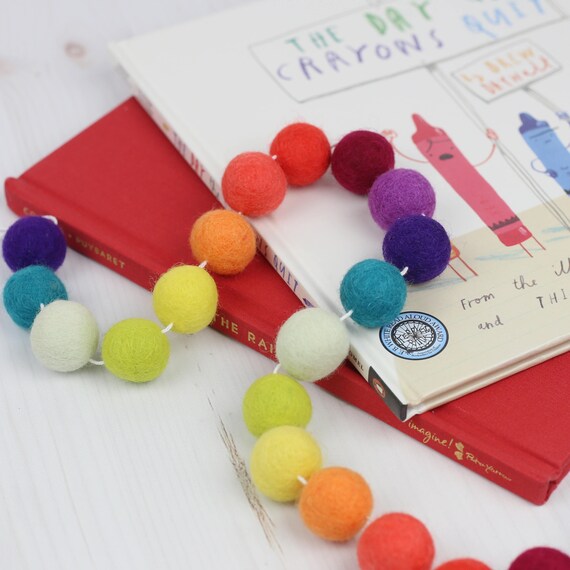 Rainbow garland -Rainbow decor - Rainbow baby - Felt ball garland - Pom ...