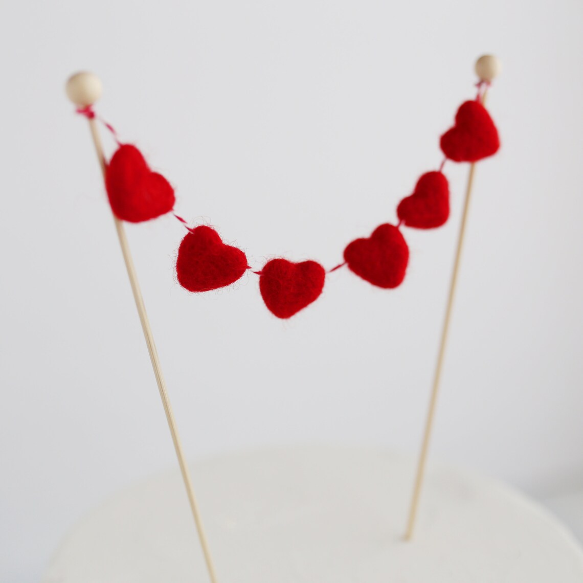 Valentine Cake Topper Felt Heart Decor Heart Cake Topper | Etsy