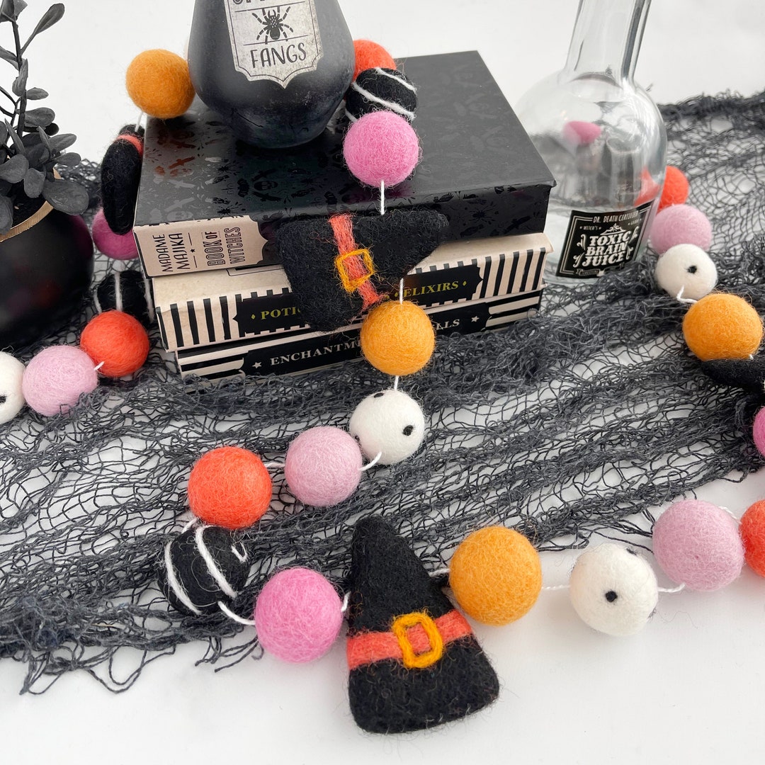 Witch Hat Garland - Halloween Garland - Felt Witches Hat - Witch Decor ...