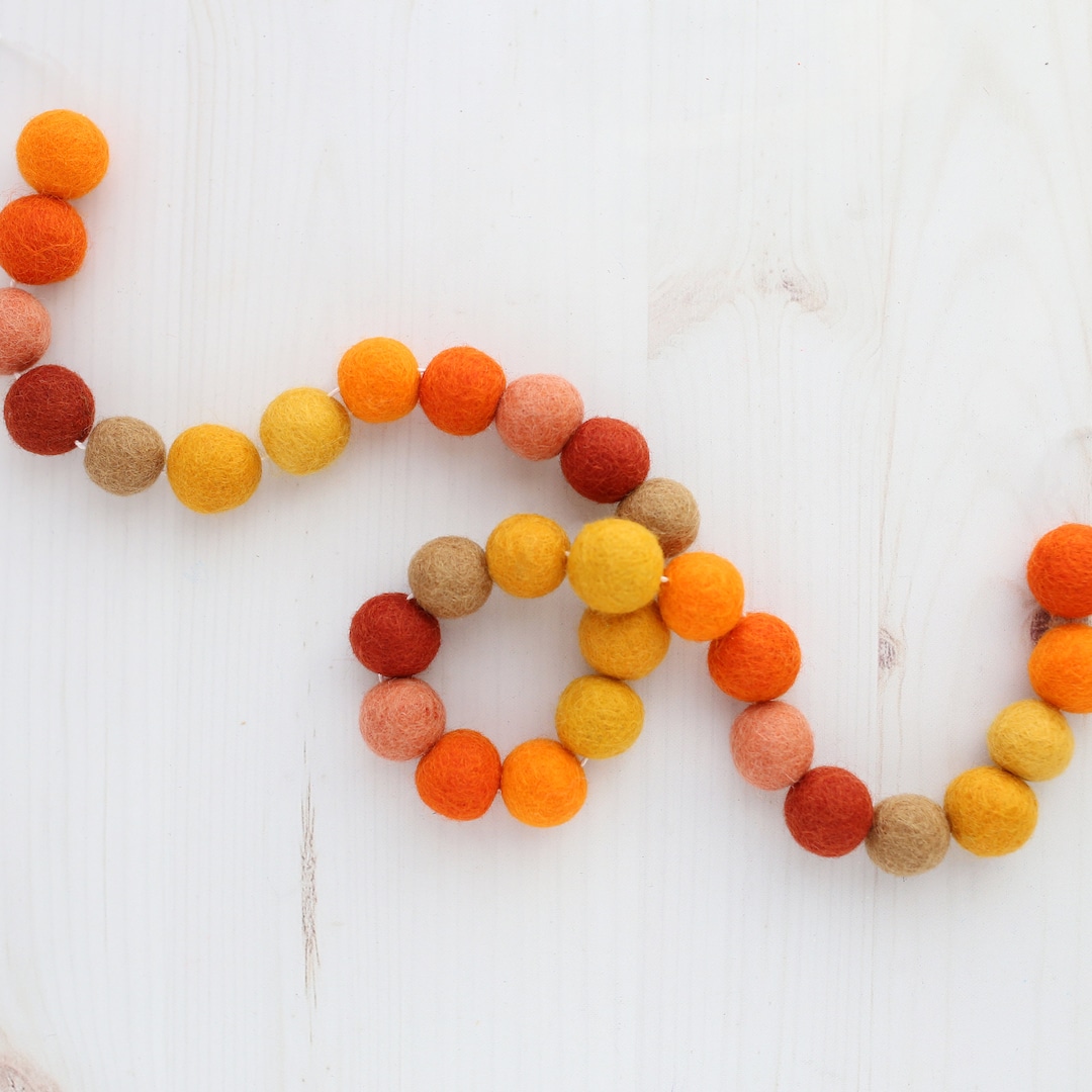 Fall Felt Ball Garland - Autumn Garland - Fall Decor - Autumn Decor ...