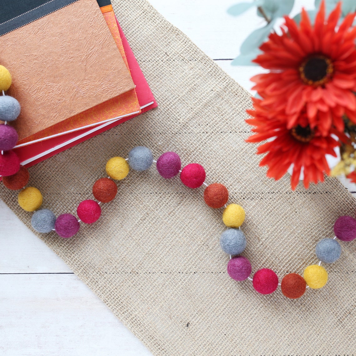 Fall Decor - Felt Ball Garland - Fall Decor - Fall Decorations - Pom ...