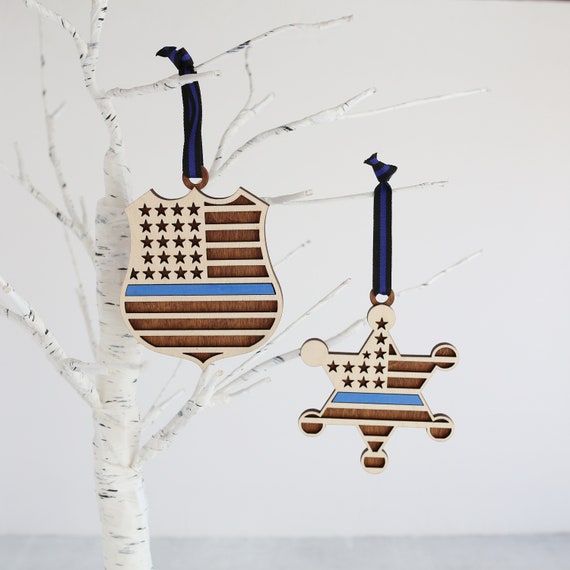 Thin blue line ornaments - Blue line Christmas decor - Blue line gifts ...