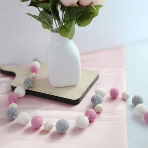 Spring Garland Mother's Day Decor Easter Garland Pink Garland Felt Ball ...