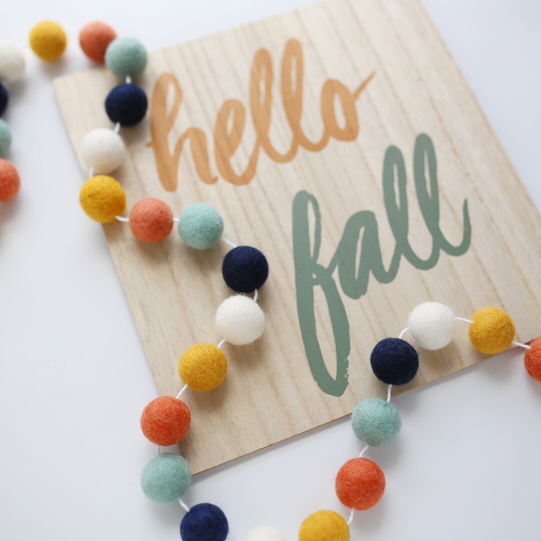 Fall Felt Ball Garland - Autumn Garland - Fall Decor - Autumn Decor ...