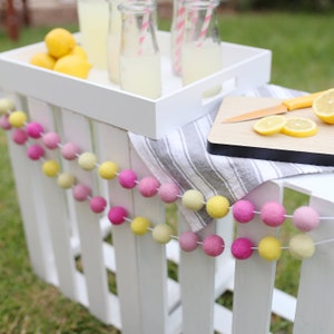Lemonade Party Decor - Pink Lemonade Decor - Pink and Yellow Garland ...