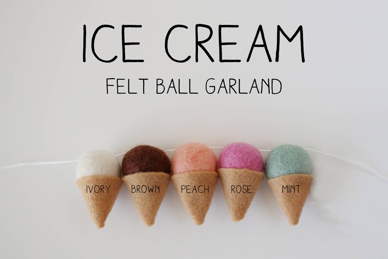 Felt ball garland Wool ball garland Ice cream garland | Etsy