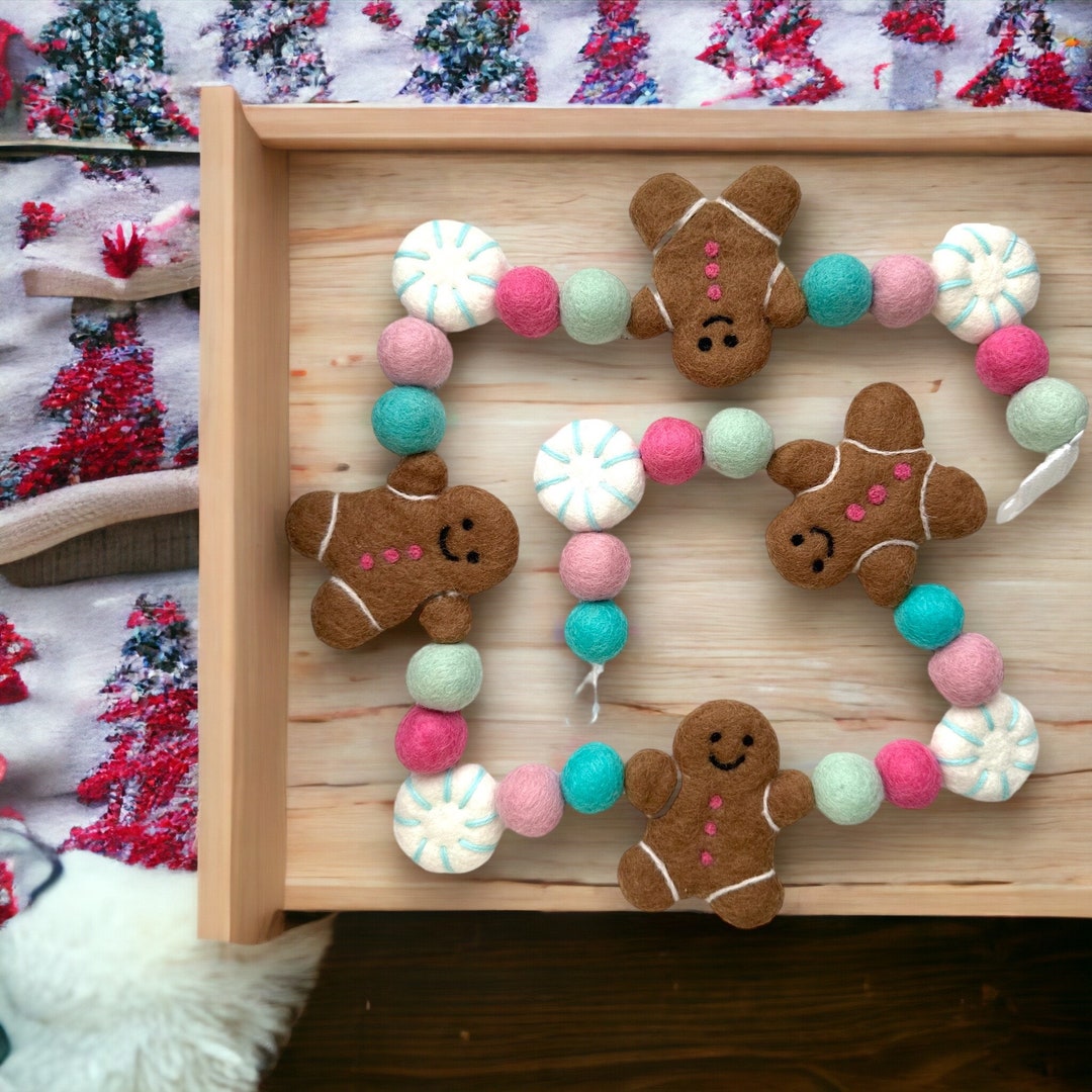 Felt Gingerbread Men Gingerbread Men Garland Christmas - Etsy