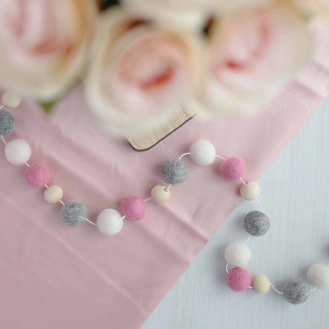 Spring Garland Mother's Day Decor Easter Garland Pink Garland Felt Ball ...