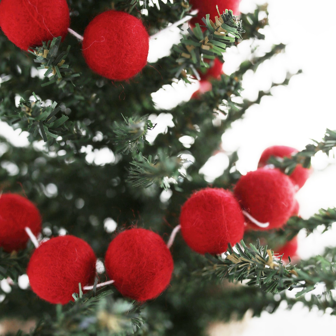 Red Felt Ball Garland Felt Ball Garland Christmas Garland - Etsy
