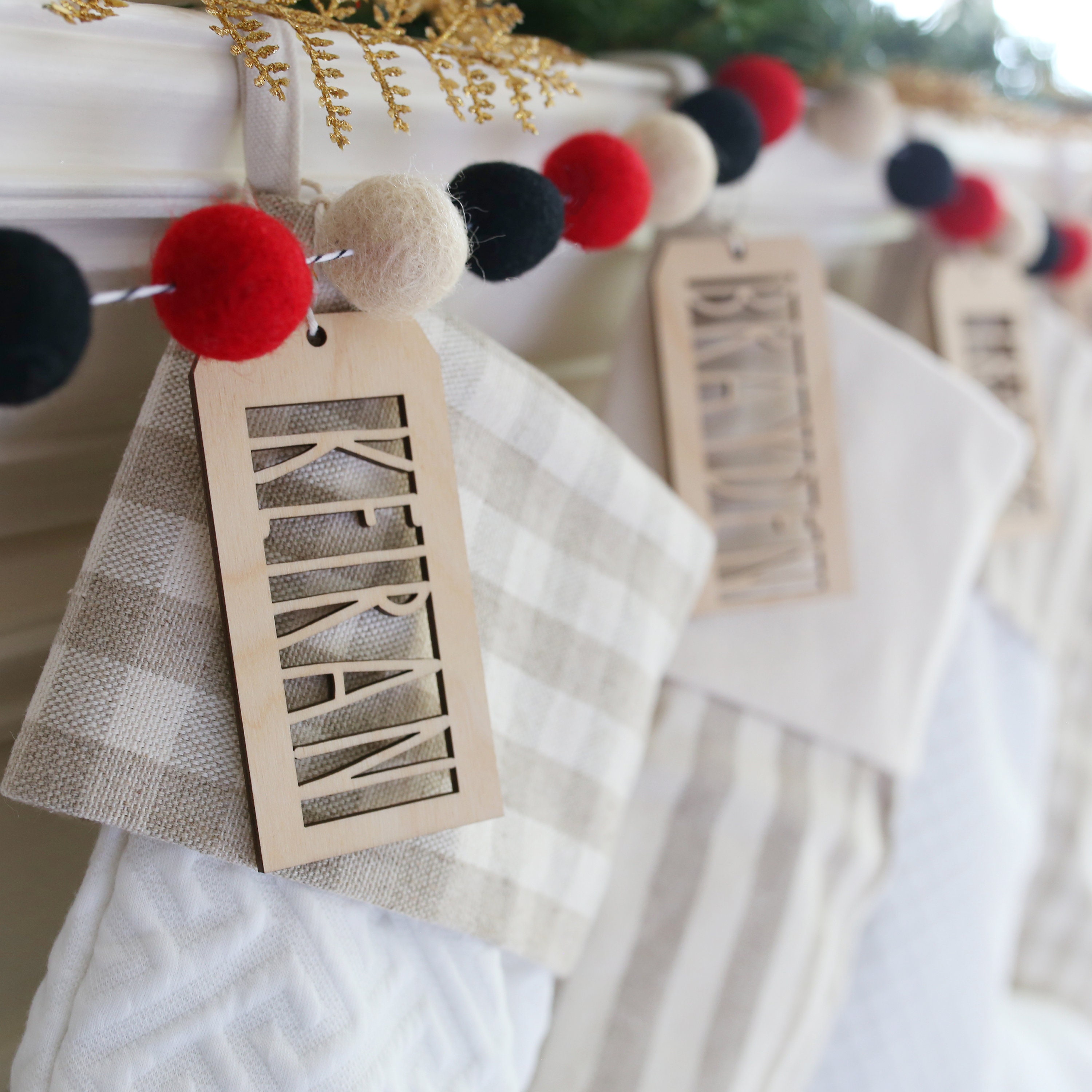 Personalized stocking tag Wood gift tag Name tags | Etsy