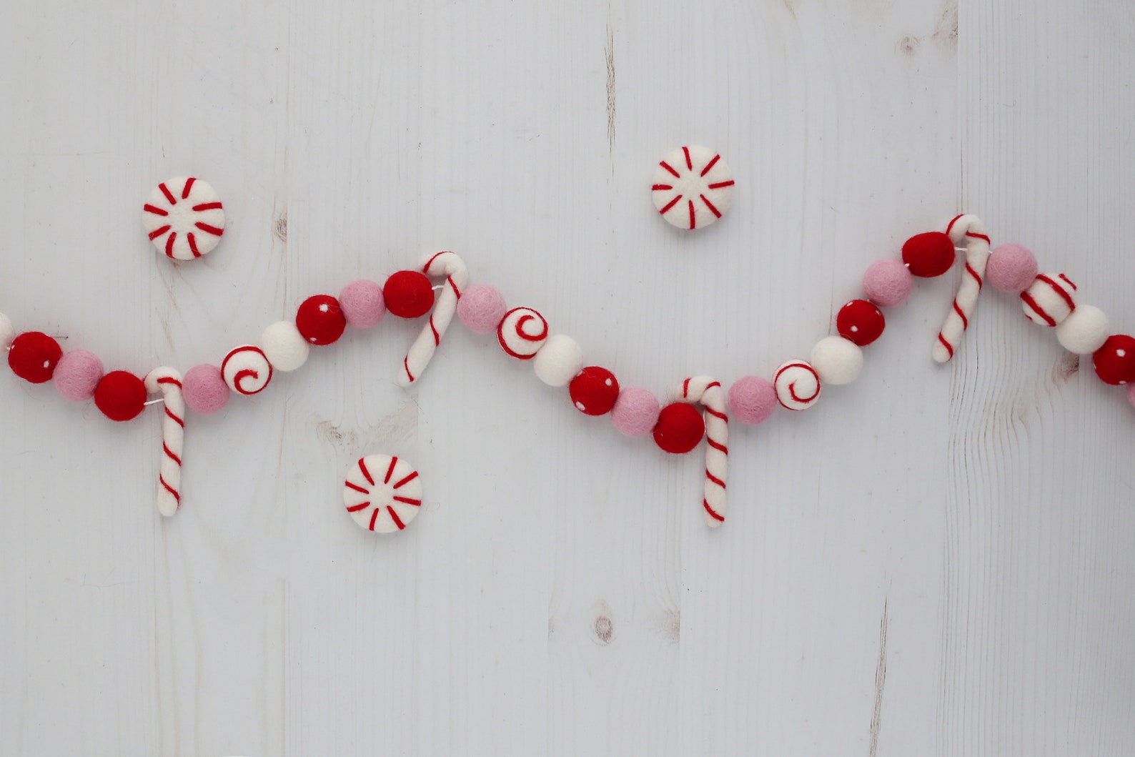 Candy Cane Garland - Felt Candy Cane - Peppermint Garland - Felt ...