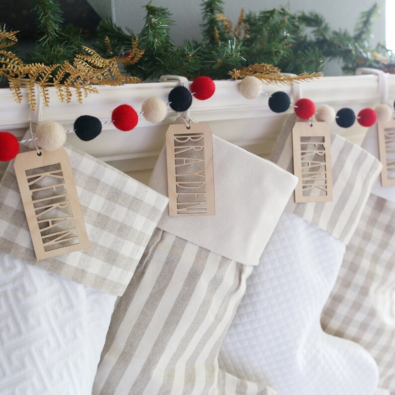Personalized Stocking Tag Wood Gift Tag Name Tags - Etsy