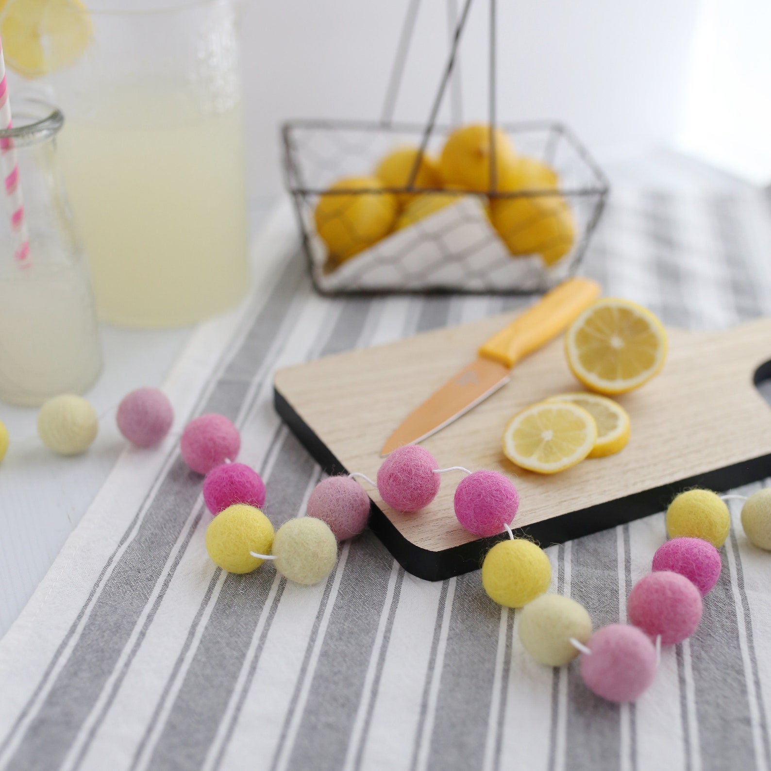Lemonade Party Decor - Pink Lemonade Decor - Pink and Yellow Garland ...