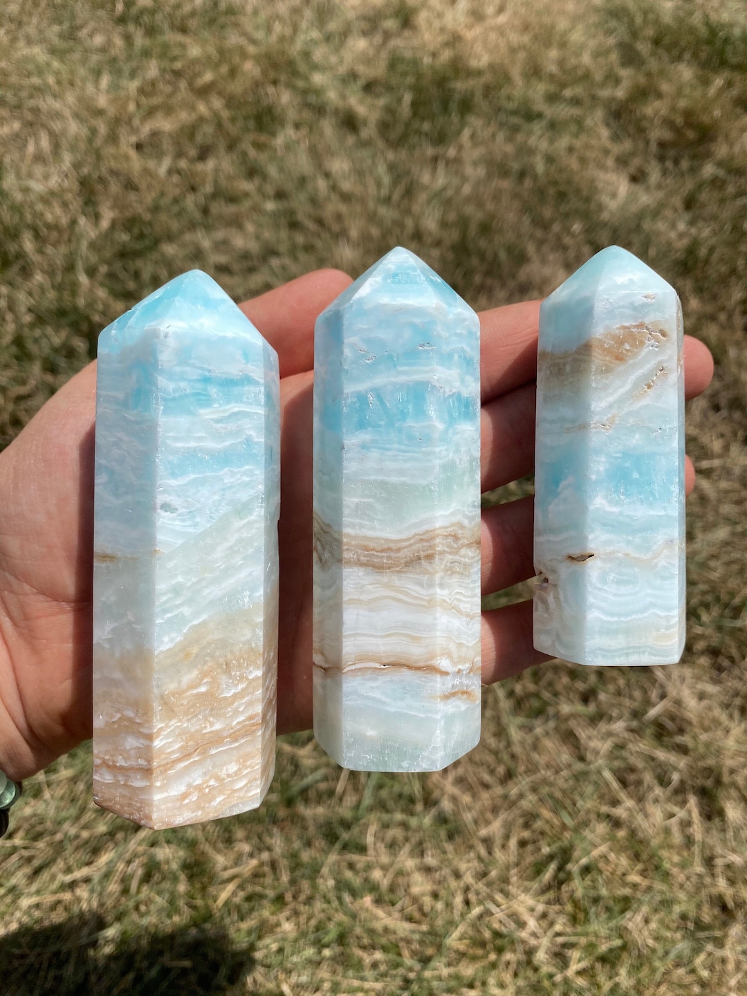 Caribbean Calcite Point - Polished Caribbean Calcite Crystal - Standing ...